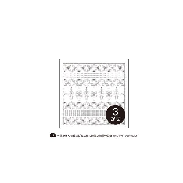 【取寄品 出荷：約5−9日 土日祝除く】【メール便3個まで対象商品】お好きな柄と糸を組み合わせたい方に最適な布パック。一目刺しの花ふきんをそろえました。画像には１枚を刺すために必要な糸量の目安がついています。