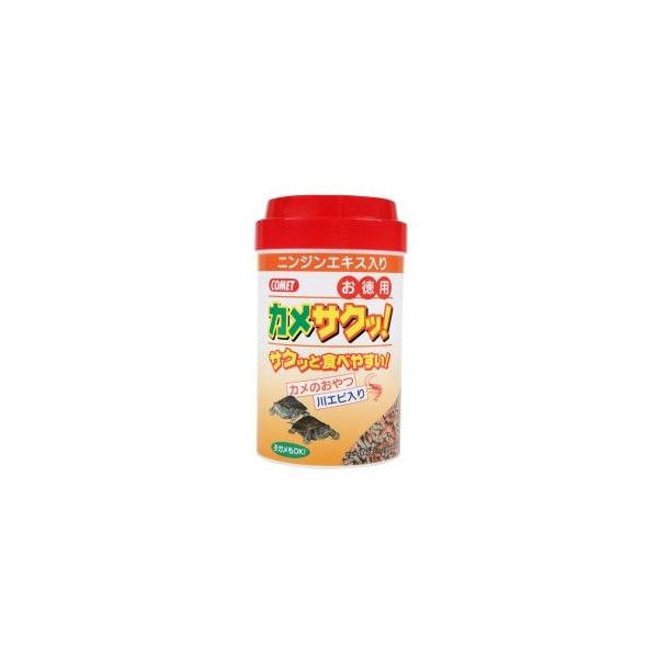 【取寄品 出荷：約5−9日 土日祝除く】ソフトな食感で食べやすく、子ガメにも最適。カルシウムたっぷりの天然川エビ入り。野菜入りスティックと川エビが入っているのでバランス良く与えることが出来ます。ボトル入りで使いやすさ抜群です。