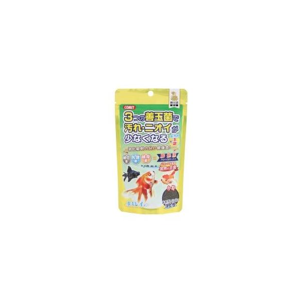 【取寄品 出荷：約5−9日 土日祝除く】納豆菌に加え、新たに乳酸菌と酵母菌を配合。この3つの善玉菌の力で金魚の腸内細菌のバランスを整え、水の汚れや嫌なニオイを減らします。健康に育つビタミン配合のバランスフードで、小さい金魚に最適な浮上性の小...