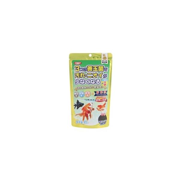 【取寄品 出荷：約5−9日 土日祝除く】納豆菌に加え、新たに乳酸菌と酵母菌を配合。この3つの善玉菌の力で金魚の腸内細菌のバランスを整え、水の汚れや嫌なニオイを減らします。健康に育つビタミン配合のバランスフードで、小さい金魚に最適な浮上性の小...