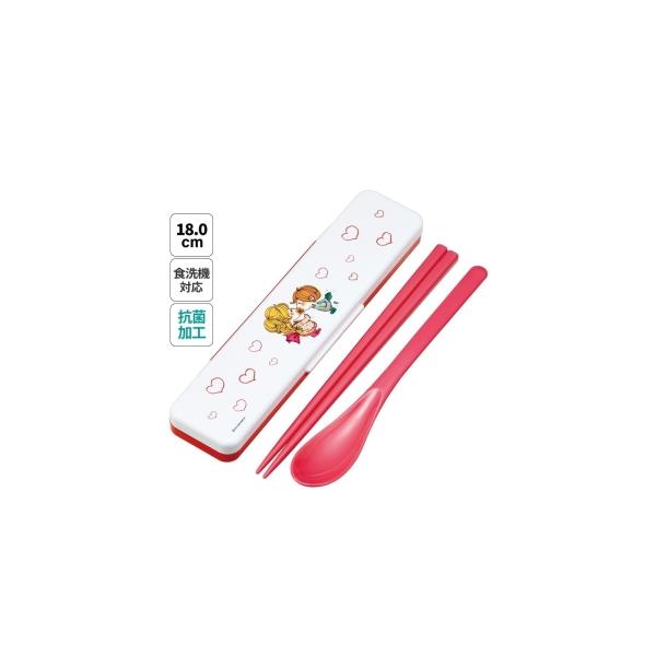 【取寄品 出荷：約5−9日 土日祝除く】【メール便3個まで対象商品】シリコンクッションが付いているので、持ち運びの際に カチャカチャ音が鳴りにくい食洗機対応コンビセット！使いやすい18cmのお箸とスプーンのセットです。