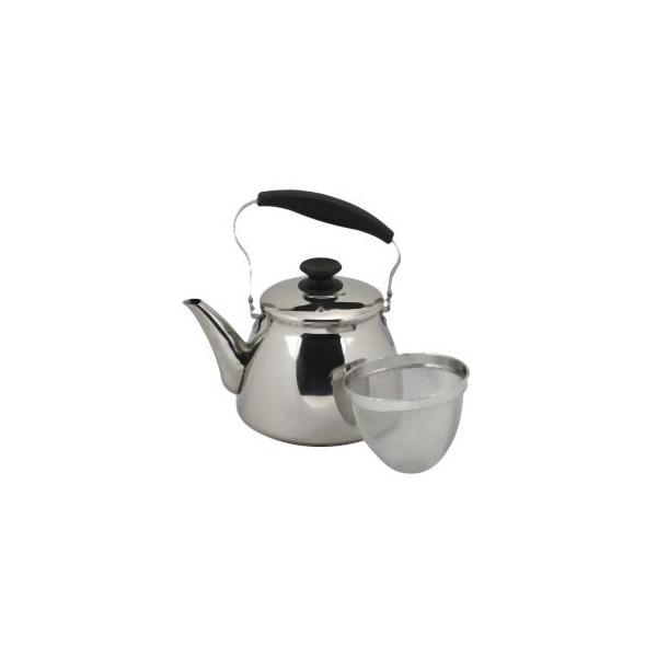【取寄品 出荷：約7−11日 土日祝除く】麦茶の煮だしに最適な茶こしアミ付「ステンレス製 広口ケトル」