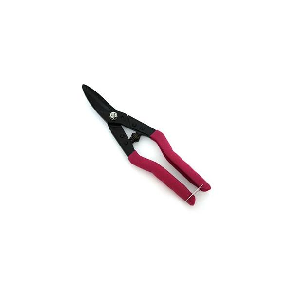 【取寄品 出荷：約5−9日 土日祝除く】SK11 楽カット金切鋏 柳刃 SR-250C刃が曲がっているので、板を切っても手が邪魔になりくく、直線、曲線が切れる万能タイプです。軟鋼材、銅板、真鍮板、アルミ板、プラスチック板、家庭菜園の摘花・芽切り。