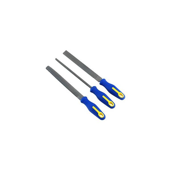 【取寄品 出荷：約5−9日 土日祝除く】【メール便2個まで対象商品】E-Value PC柄木工ヤスリセット3本組 200MM握りやすく使いやすい、PC柄ヤスリセット3本組です。木工細工・鉛等、軟質の非鉄金属の研削・研磨。