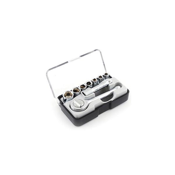 【取寄品 出荷：約5−9日 土日祝除く】E-Value 1/4ソケットレンチセット ETS-209差込角6.35mmのソケットレンチセット9pcsです。六角ボルト・ナットの締付け、緩め作業。