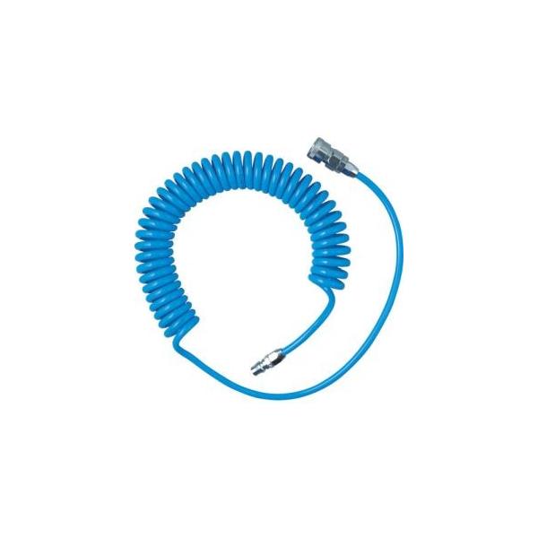 【取寄品 出荷：約2−6日 土日祝除く】【特長】●高弾性のポリウレタン樹脂チューブをスパイラル加工した製品のため、折れぐせがつきにくく優れたばね特性をもっています。●カップリング付きのためエア工具との脱着がスムーズです。●耐摩耗性、耐久性に...