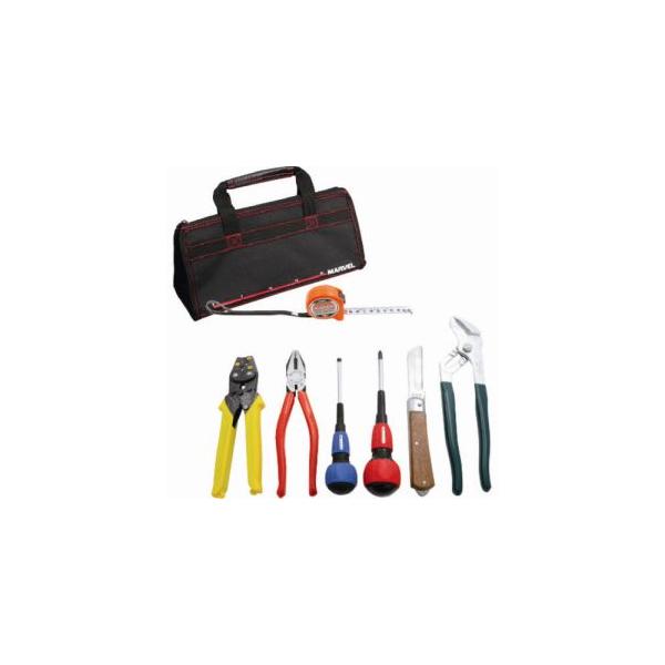 【取寄品 出荷：約2−6日 土日祝除く】電気工事士技能試験を受験するための基本工具+JIS C-9711適合品の圧着工具（リングスリーブ中小用）のセットです。