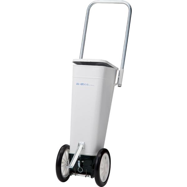 底部開閉式、粉止機能付きのライン引きです。[商品詳細]●素材：スチール●サイズ：幅２５×奥行２９×高さ９５ｃｍ、ライン幅／５ｃｍ、柄の高さ／９５ｃｍ●重量：３．８●容量：９Ｌ●仕様：底部開閉式、粉止機能付 卵殻粉には、対応しておりません。機...