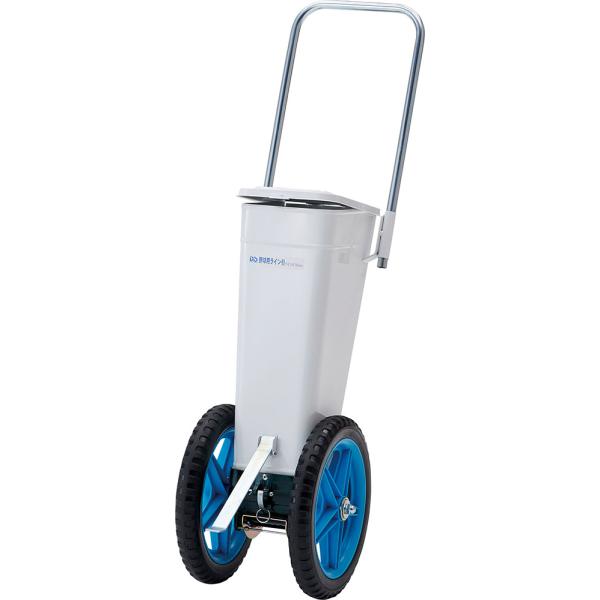 底部開閉式、粉止機能付きのライン引き。野球・ソフト・ラグビー用です。[商品詳細]●素材：スチール●サイズ：幅３１×奥行３８×高さ１０１ｃｍ、ライン幅／７．６ｃｍ、柄の高さ／１０１ｃｍ●重量：４．８●容量：９Ｌ●仕様：底部開閉式、粉止機能付 ...