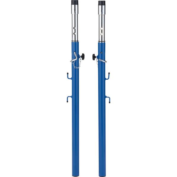 ショートテニスやレクレーションゲーム用の支柱です（ネット高さ７０〜１０７ｃｍ対応）。[商品詳細]●素材：スチール（メラミン焼付塗装、クロームメッキ）●重量：３．１ｋｇ×２本●仕様：ネットの上部ロープを傷つけにくい樹脂製深溝キャップです。●原...