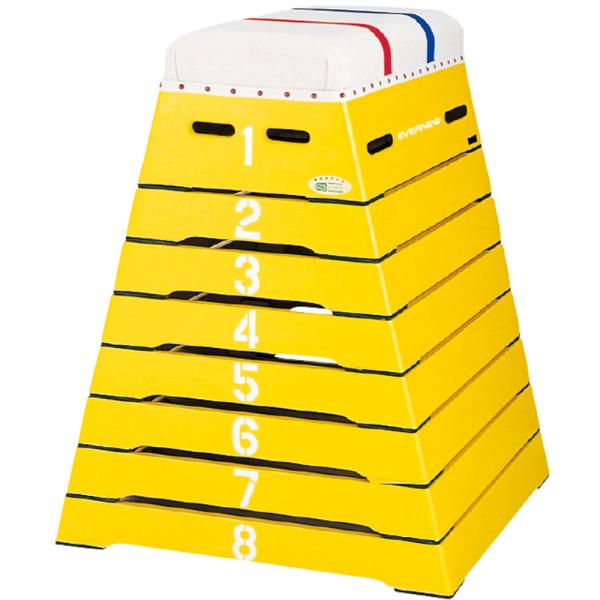 跳ぶ意欲が湧くカラータイプです。[商品詳細]●素材：上質ラワン材（防虫加工済）●サイズ：下幅８０（上幅３５）×奥行８０×高さ１００ｃｍ●自重：約３６ｋｇ●仕様：全段１ｃｍゴム付、指導ライン入り●日本教材備品協会安全基準適合品●原産国：日本[...