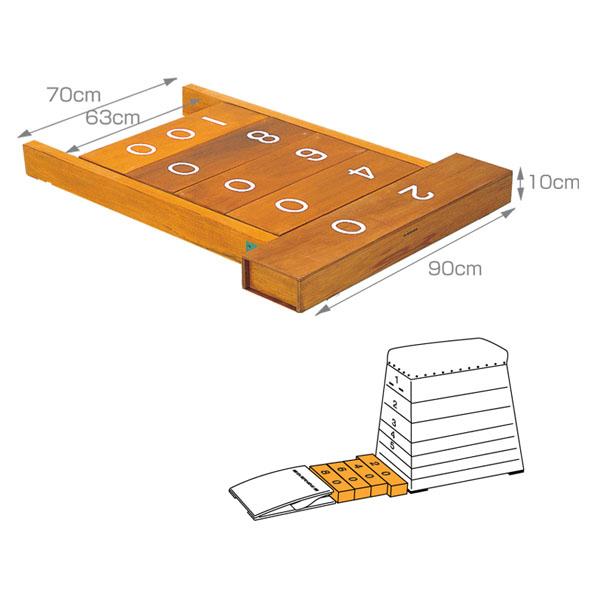 とび箱と踏み切り板の間を調節できます。[商品詳細]●サイズ：長さ１２０（２０ｃｍ×５個）ｃｍ×幅９０ｃｍ×高さ１０ｃｍ●自重：約２１ｋｇ●材質：ラワン合板●５箱型木枠付●日本製[その他]各種伝票（見積書・納品書・請求書・領収書）は、オプショ...