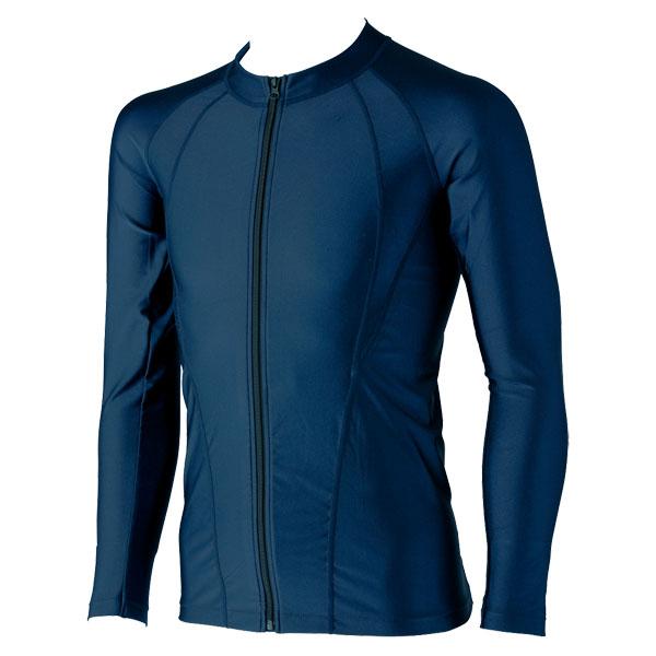 フルジップで着脱カンタン！紫外線からしっかり守るラッシュガード。男女兼用です。[商品詳細]●素材：ナイロン８５％、ポリウレタン１５％●機能：２ＷＡＹ、ＵＶ対策●カラー：０６＝サックス（コン×サックス）、０８＝コン（コン×コン）、１０＝ブルー...