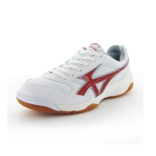 基本性能(軽量・屈曲・耐久性)を備えたポピュラーな体育館シューズです。着地時の衝撃を吸収し、足・膝・腰にかかる負担を軽減するため、踵部に衝撃吸収材を搭載しました。衝撃吸収材は靴底から確認することもできます。[商品詳細]ウィズ：2E素材：(ア...