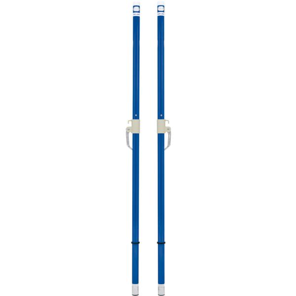 床下調整式バドミントン支柱[商品詳細]●２本１組●高さ１５５ｃｍ●床下サイズ１５〜２７ｃｍ無段階調整●重さ：１２．５ｋｇ／組●主材：４０ｍｍ、肉厚３．５ｍｍ●既設体育館用（４０ｍｍ床金具設置済）●下部ゴム付●ワンタッチスライドフック付●日本...