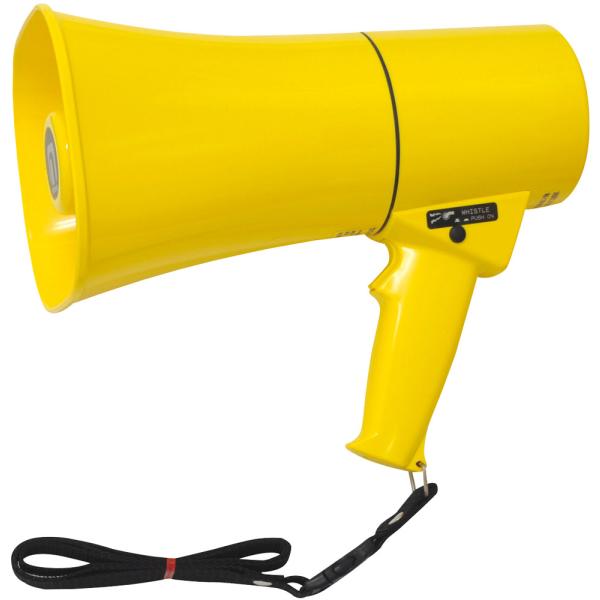 高い防水・防塵性能に加え、防災用にも使えるサイレン付モデル。[商品詳細]●サイズ：口径１５０×１３５×長さ２５３ｍｍ●重量：６３０ｇ●電池持続時間（音声）：約９時間、音声通達距離：約２５０ｍ●仕様：防水・防塵性能（ＪＩＳ、ＩＰ６６）、６Ｗ、...