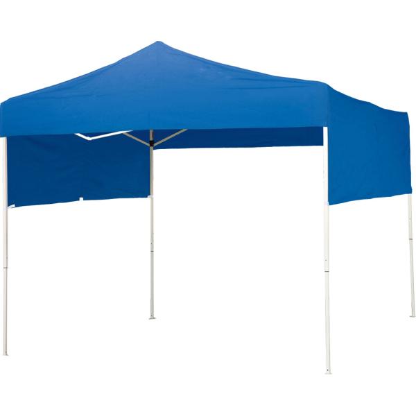 テントは必要に応じた重しやロープでの固定が必要です。日陰が作りやすく、風通しのある半横幕付半横幕を上げて全面解放も可能[商品詳細]●素材：スチール脚２８×２３ｍｍ角●サイズ：２．７ｍ×２．７ｍ、収納サイズ１８×１８×１５４ｃｍ●重量：１９ｋ...