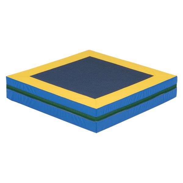 スプリングとポリエチレンフォームの積層により安全に配慮、また楽しく運動が行えます。跳ねたり、足踏みしたり、バランス感覚を養えます。中央のメッシュ部分で運動を行ってください。（規定以上の人数では運動をしないでください危険です）ジャンピングシェ...