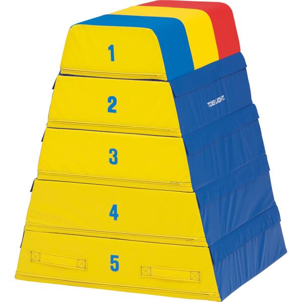 「こわい」を小さく、「やってみたい！」を大きくするソフト跳び箱。安定感にもこだわった低重心設計です。[商品詳細]●素材：外被／ターポリン、頭部／エステル防水帆布、芯材（１〜３段目）／半硬質ウレタン、４・５段目／合成スポンジ●サイズ：下幅８５...