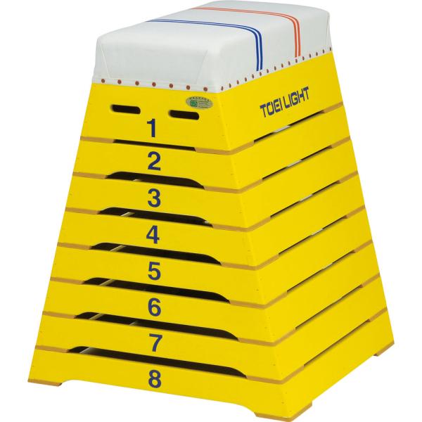 頭部ライン入り帆布使用により、正しい手の位置、跳び方の指導用に適しています。小学校向。運賃ランク１３[商品詳細]●サイズ：奥行８０（頭部幅３５×下部幅８０）×高さ１００ｃｍ●重さ：４０ｋｇ●材質：アロカリア材、ウレタンクリア塗装仕上●全段ゴ...