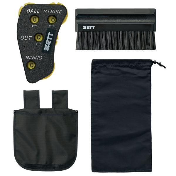 これから審判を始める人におすすめのビギナーズ4点セット。インジケーター、ハケ、ボール袋に収納袋を搭載した4点セットのコストパフォーマンス品。インジケーターはダイヤルにU字カットを施し見ないでも「０」の位置が確認できるように設計。ハケは頑固な...