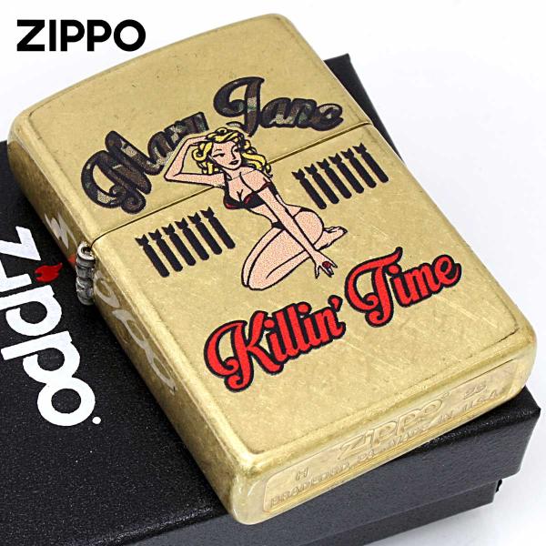 オールドポスター風のビンテージデザインがプリントされております。レトロ感満載のZIPPOです。性的魅力を持つモデル、ファッションモデル、俳優に対して「ピンナップガール」と言われております。ベースが、ストリートブラスなので指紋汚れも目立ちませ...