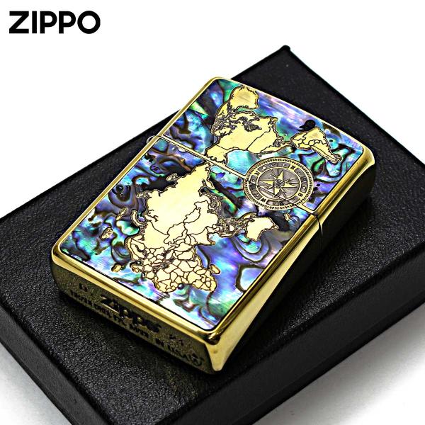 Zippo ジッポライター アーマー シェル 貝 地図 ワールドマップ ARMOR SHELL WORLD MAP ブラスいぶし BO喫煙具:ライター:ZIPPO:ARMOR(アーマー):アーマー象嵌（天然貝・ウッド）永久保証プレゼント 贈...