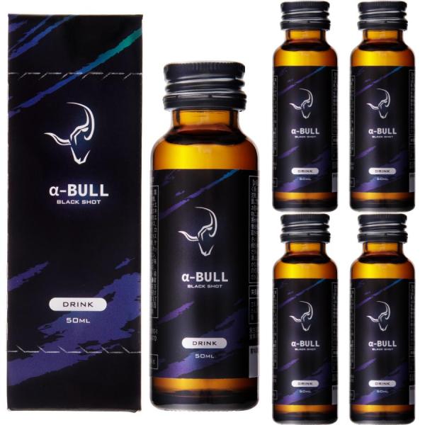 商品名：α-BULL BLACK SHOT 50ml×5本 本番前の1本 シトルリン アルギニン アルファブル ブラックショット αブルブラック【〜本番前の1本〜】厳選した20種の成分があなたを「超ドクドク感」×「圧迫感」×「絶頂感」による...
