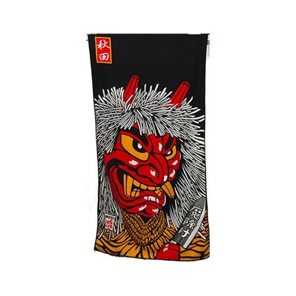 迫力満点！秋田・男鹿の民俗行事「なまはげ」の大判バスタオルです。■サイズ：約140×70cm■社名：フルゥール（秋田県秋田市土崎港中央６丁目２−１６）