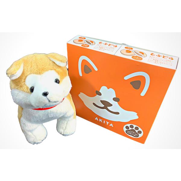 もふもふかわいいお座り秋田犬ぬいぐるみ＆お菓子大好き社長が作るカワイイもふドラのセット【秋田犬ぬいぐるみ】秋田犬ぬいぐるみ 大館能代空港や秋田空港のロビーで皆様をお出迎えしている秋田犬のぬいぐるみが小っちゃくなっておうちにも連れて帰れるよう...