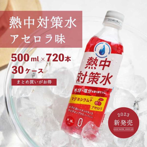 【キーワード】熱中対策水 アセロラ 500ml 30ケース(720本) 塩分補給 熱中症 スポーツ 部活動 現場作業 暑さ対策 夏バテ防止 海洋深層水 赤穂化成 天塩  子供 カロリーゼロ 国産 水分補給 外出 屋外 野外活動 ミネラル補給...