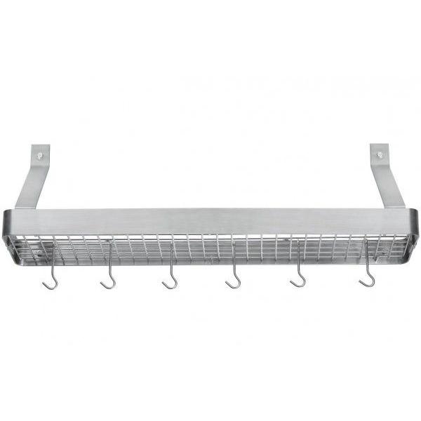 サイズ： 約94×22×33(高さ）cm重量： 約7kg色： ステンレス付属： フック12個【ご注意】取り付けは、本体の重量と、それに吊るすお鍋の重量を考慮された上、ご自分の責任において安全性の確認の上行ってください。（お取付不安な方につき...