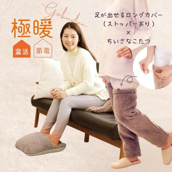 大人気の「極暖」ちいさなこたつと足が出せるロングカバー（ストッパーあり）のセット販売です。【極暖 足が出せるロングカバー（ストッパー付き）】カラーバリエーション・ブラウン・グレー●適応サイズ／重量（約）Mサイズ：足のサイズ23.0〜25.5...