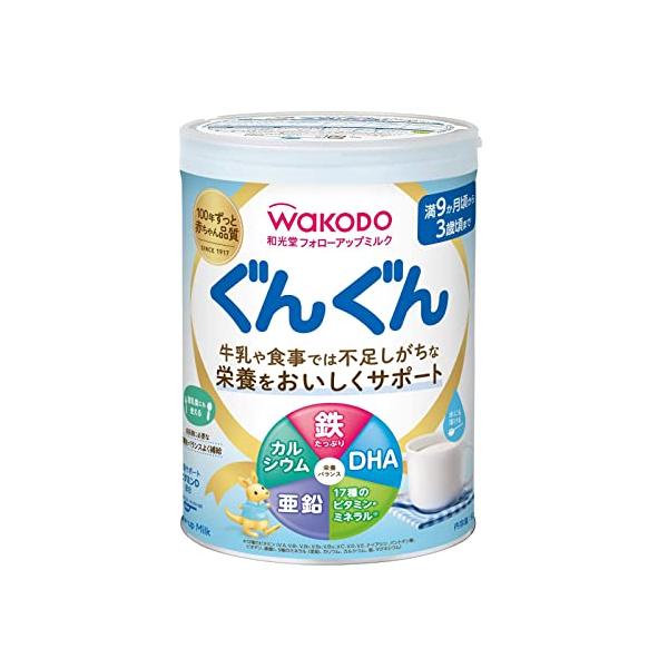 離乳食が3回食になる満9か月頃からの成長期に、牛乳や食事では不足しがちな栄養をおいしくサポートするミルクです。牛乳では摂りにくいDHAを配合し、1日に400ml飲むことで鉄・カルシウム・ビタミンC・ビタミンDは食事摂取基準1?2歳の推奨量・...