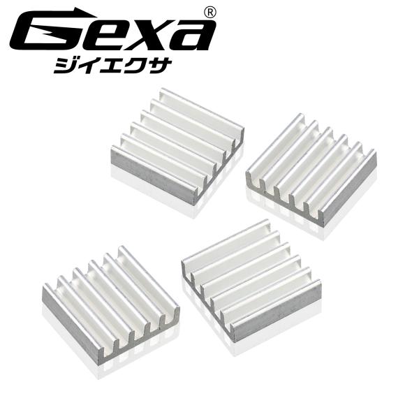 ジイエクサ Gexa ヒートシンク 14×14×高さ4mm 4個入 冷却フィン 熱暴走防止 熱伝導両面テープ付 GA-034M (ゆうパケット対応)●熱伝導性に優れ、防錆性があり頑丈で軽量なアルミニウム製のヒートシンクです。●サイズが小さく...
