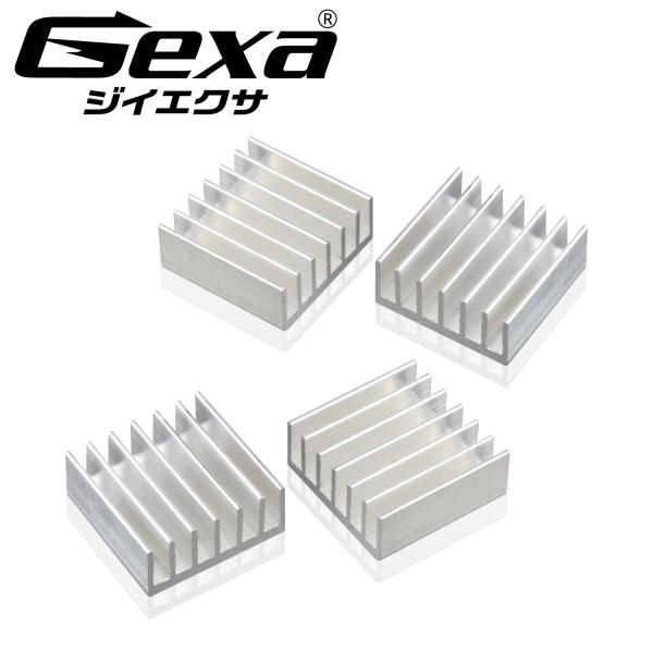 ジイエクサ Gexa ヒートシンク 14×14×高さ6mm 4個入 冷却フィン 熱暴走防止 熱伝導両面テープ付 GA-034H (ゆうパケット対応)●熱伝導性に優れ、防錆性があり頑丈で軽量なアルミニウム製のヒートシンクです。●サイズが小さく...