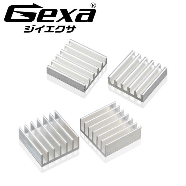 ジイエクサ Gexa ヒートシンク 14×14×高さ4mm2個 高さ6mm2個 4個入 冷却フィン 熱暴走防止 熱伝導両面テープ付 GA-034S (ゆうパケット対応)●熱伝導性に優れ、防錆性があり頑丈で軽量なアルミニウム製のヒートシンクで...