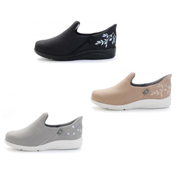 ※こちらのページは片足の販売ページとなります。履きやすい！脱げにくい！脱ぎやすい！で大人気の瞬感スポッとに足元華やぐ刺繍シリーズが登場靴べらを使用した時のようにスムーズで履きやすい。靴底しっかり素材でちょっとした外出にも♪コメント最大の魅力...