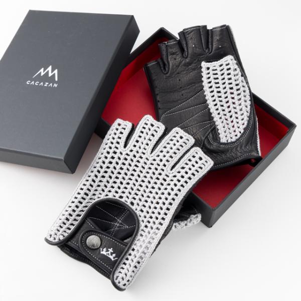 ●商品名REAL（レアル）ドライビンググローブ [ニットハーフ]●カラーグレーニット×ブラックレザー※左手のみREAL王冠ロゴ刺繍あり●サイズ ／ 品番Sサイズ ／ REAL-DG-NH-GRBK-SMサイズ ／ REAL-DG-NH-GR...