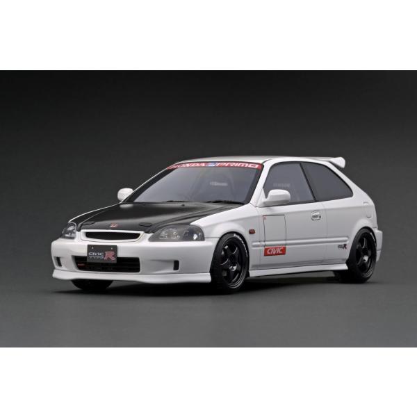 【発売日：2023年01月21日】ホンダ シビック(EK9) Type R を1/18スケール レジン素材でモデル化。ボディカラー：ホワイト。SW388タイプ 15インチホイール(ブラック）装着。カーボンボンネット、ローダウン、純正フロント...