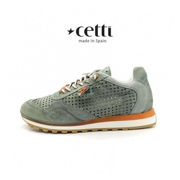 Cetti made in Spain / #C848-251 カラー：green（グリーン）スペインのオールレザーのスニーカーCetti 。スムース革、細かなメッシュ革と様々な革をミックスさせ、リュクスな雰囲気を醸す大人メンズの足元にピッ...