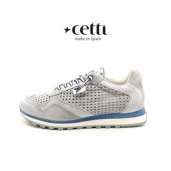 Cetti made in Spain / #C848-251 カラー：L.grey（ライトグレー）スペインのオールレザーのスニーカーCetti 。スムース革、細かなメッシュ革と様々な革をミックスさせ、リュクスな雰囲気を醸す大人メンズの足元...