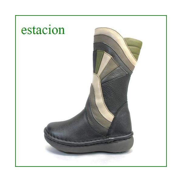 エスタシオン靴 estacion et35bl　ブラックマルチ　【ちょっと長めで初登場！！さえてる 新鮮色達。。。エスタシオン・・かわいいハーフブーツ】/底の厚さ（後ろ）：５．１ｃｍ/底の厚さ（前）：３．３ｃｍ/筒の高さ：２７．０ｃｍ/履き...