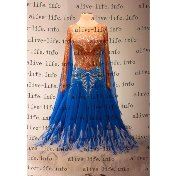 *こちらのドレスはクリスアン生地を使用しています。ファブリック;　クリスアンメッシュ、クリスアンジョーゼット、オーガンザ、フェザーＡＵドレスは、ハイクオリティーでゴージャスな競技用・デモ用ドレスです。エレガントなデザインが多く、スカートの円...