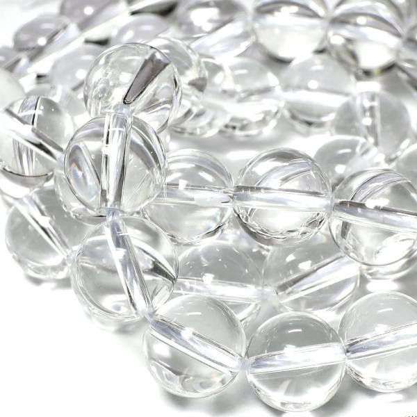 水晶 10mm 天然石ビーズ  丸玉 パワーストーン澄み切った輝きを放つ水晶はオールマイティに活躍します。他の石と組み合わせてゴム通しのブレスレット作りに。【サイズ】約10mm玉【ホール仕様】穴径：約1.0mm天然石の為、お届けする石の色や...