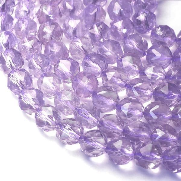 ラベンダーアメジスト 天然石ビーズ  パワーストーン アメジスト 誕生石 2月 天然石ビーズ スターカット透明度が高く、ライトパープルの色味が美しいラベンダーアメジストです。施されたスターカットがアメジストの上品さにゴージャスな雰囲気をプラ...