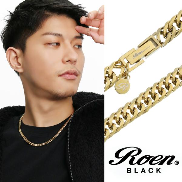 Roen BLACK ロエンブラック ステンレスチェーンネックレス 金色 ゴールド カラーIP イオンプレーティング 商品番号 [FKS-RO-921] ブランド Roen BLACK/ロエンブラック 商品説明黄金に輝く6面カットのダブル喜...