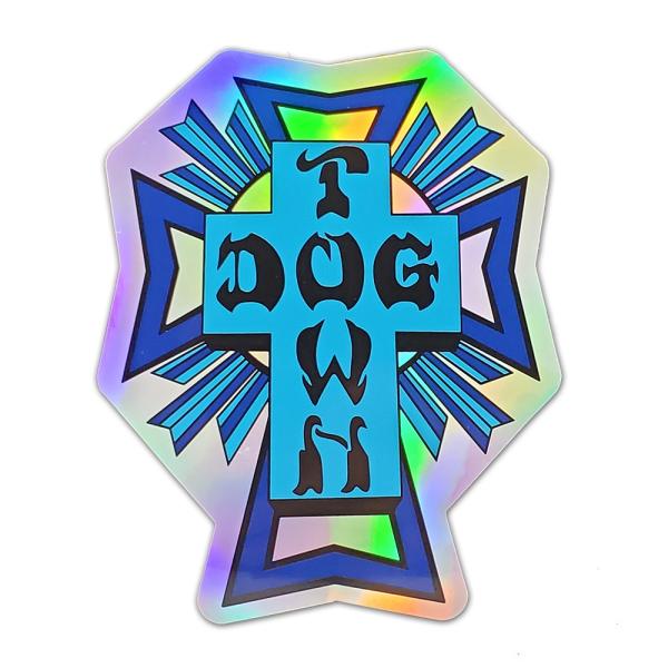 DOGTOWN ドッグタウン CROSS LOGO ホログラフィックSTICKER BLUE 10cmステッカー シール