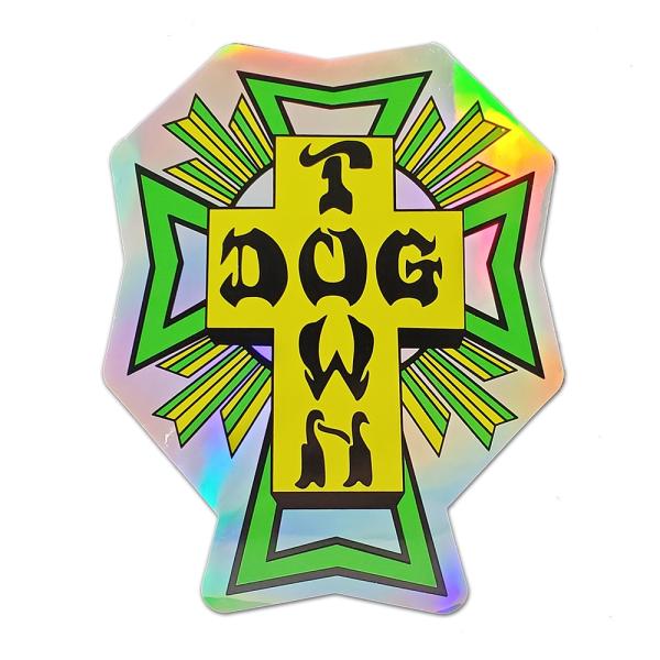 DOGTOWN ドッグタウン CROSS LOGO ホログラフィック GREEN 10cm ステッカー