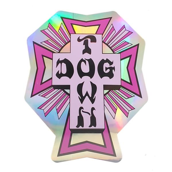 DOGTOWN ドッグタウン CROSS LOGO ホログラフィック PURPLE 10cm ステッカー